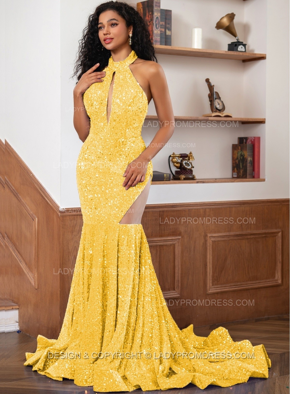 Lavender Sequence Long Scoop Long Sheath Prom Dresses 2025